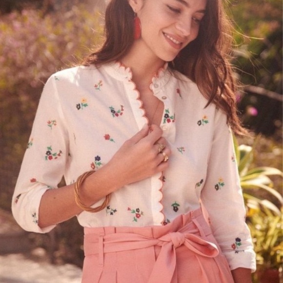Sezane | Tops | Nwt Sezane Louise Floral Embroidered Blouse Sz36 | Poshmark